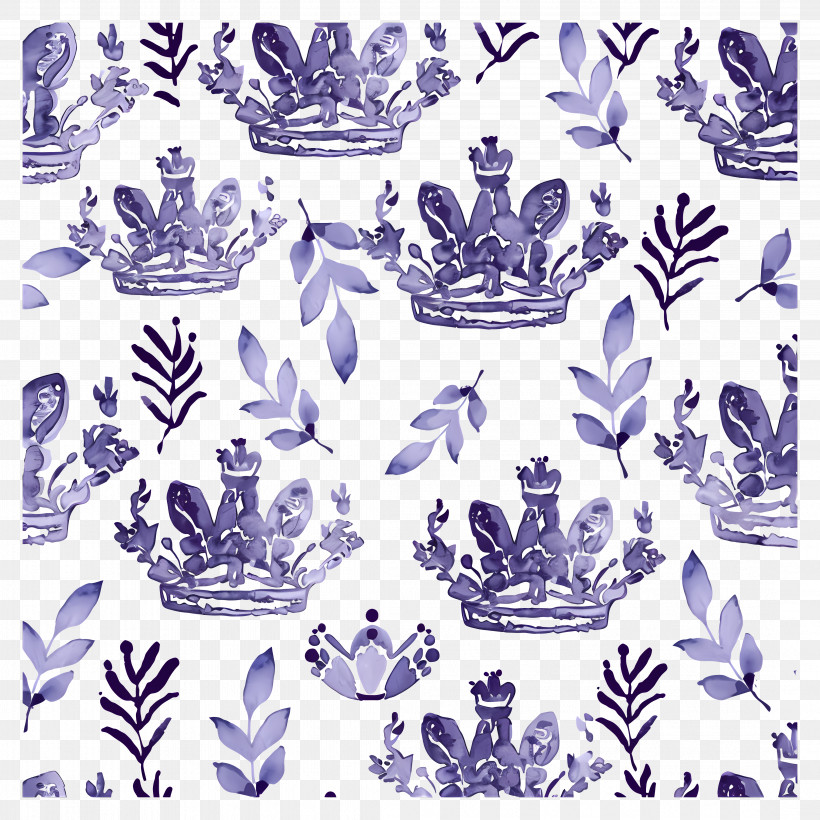 Purple Background - Elegant Purple Crown And Floral Pattern, PNG ...