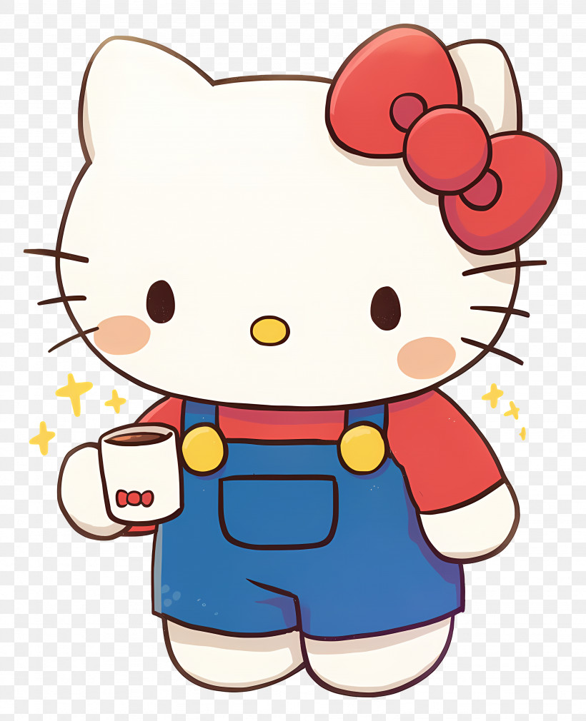 Hello Kitty - Hello Kitty Holding Coffee Cup Illustration, PNG ...