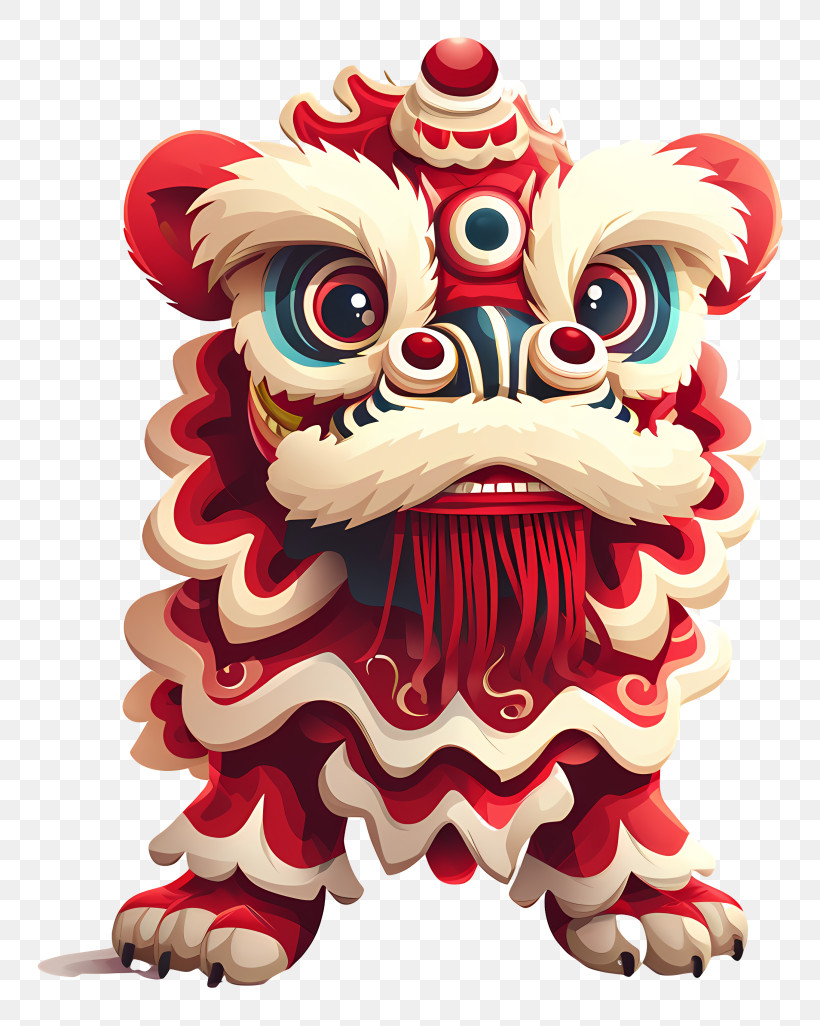 Chinese New Year - Red Lion Dance Costume For Celebrations, PNG ...