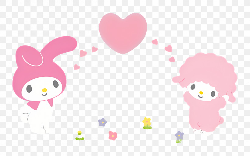 My Sweet Piano - Pink And White Cartoon Characters With Heart, PNG ...
