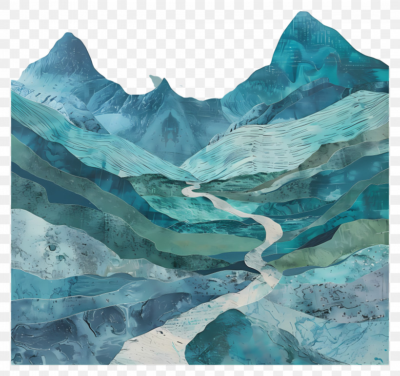 Mountain Path - Artistic Mountain Landscape With River, PNG ...