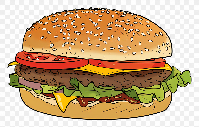Hamburger - Cartoon Illustration Of A Hamburger, PNG, 3416x2188px ...