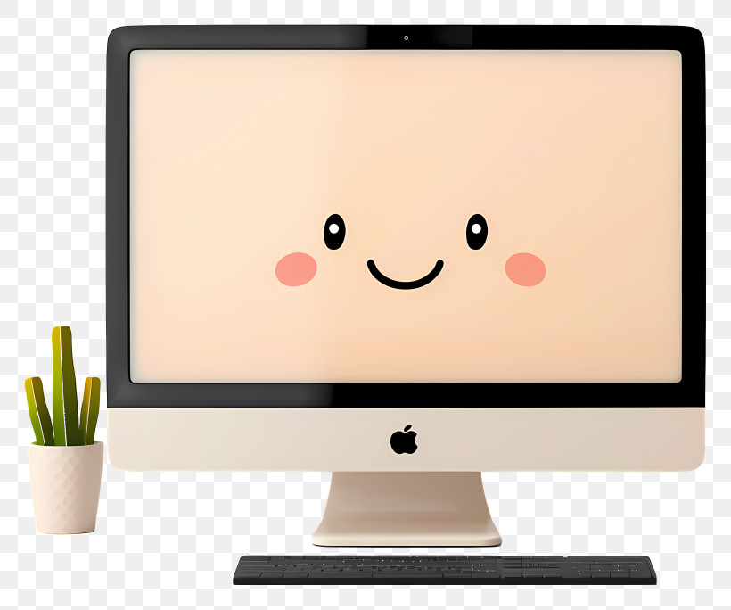 Computer Monitor - Cute Computer Screen Illustration With Smiley Face, PNG, 3628x3028px ...