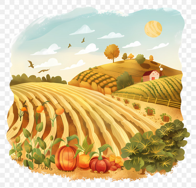 Agriculture - Beautiful Autumn Farm Landscape, PNG, 4004x3828px ...