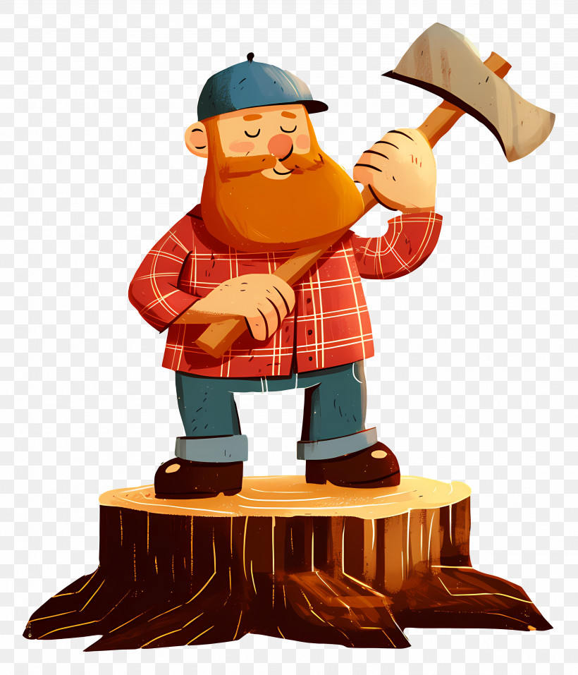 Lumberjack - Cartoon Lumberjack Standing With Axe, PNG, 3176x3708px ...