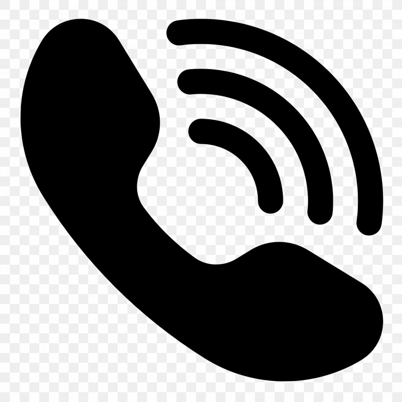 Telephone Call - Simple Black Phone Icon With Signal Lines, PNG ...
