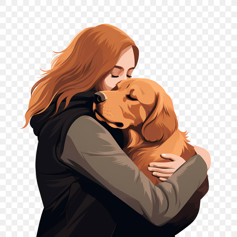 Hug Your Hound Day - Woman Hugging Dog Illustration, PNG, 3644x3644px ...