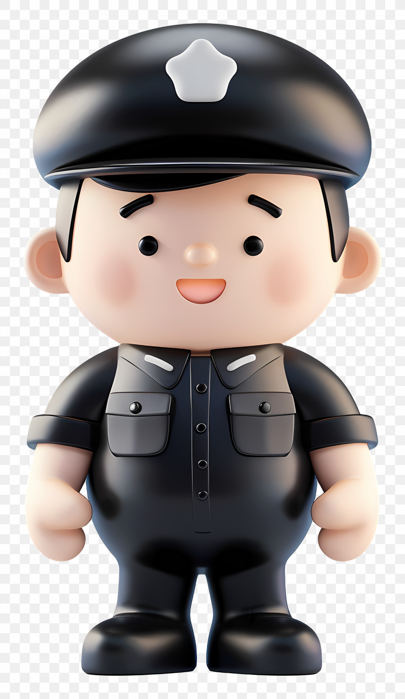 Security Man - Cartoon Police Officer In Black Uniform, PNG ...
