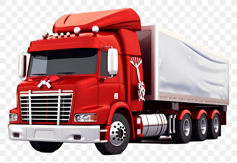 Red Semi Truck - Red Truck With A Large Trailer, PNG, 3892x2680px, Red ...