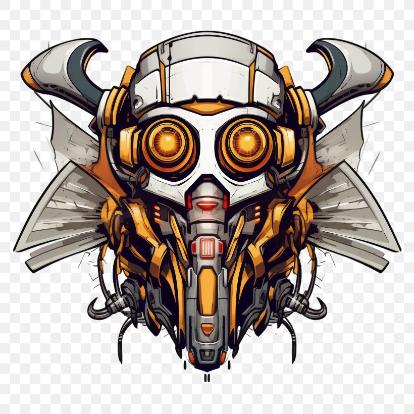 Transformer Robot - Robotic Bull Head With Orange Details, PNG ...
