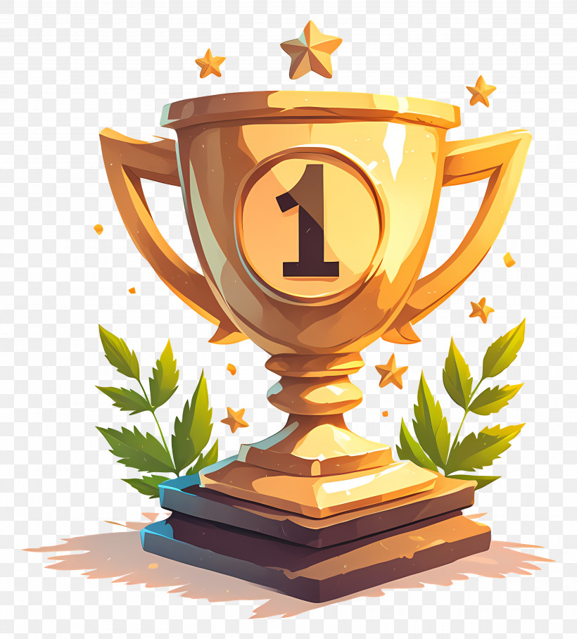 Golden Trophy - Golden Trophy Depicting Number One Award, PNG ...