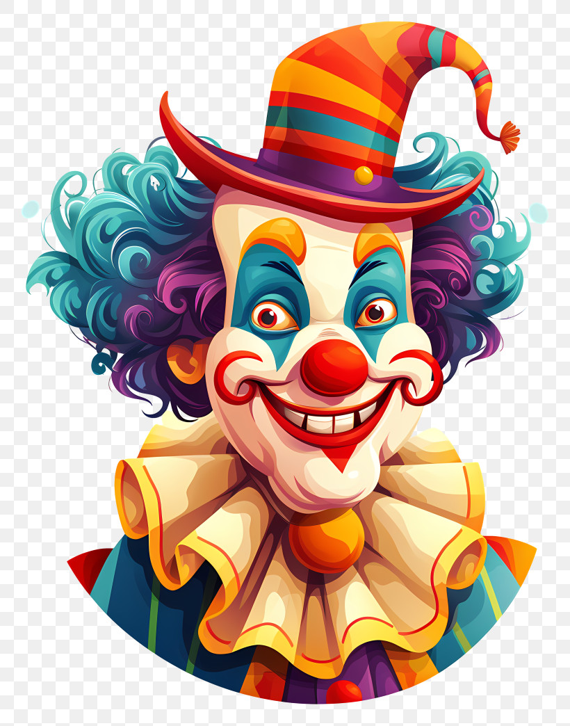 Clown - Smiling Clown With Colorful Hat And Makeup, PNG, 3276x4172px ...