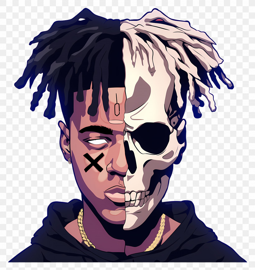 Xxxtentacion - Half Skull Face Art, PNG, 3996x4232px, Xxxtentacion, Art ...
