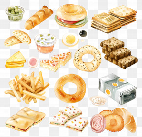 Snacks - Assorted Snacks And Desserts Illustrated Set PNG