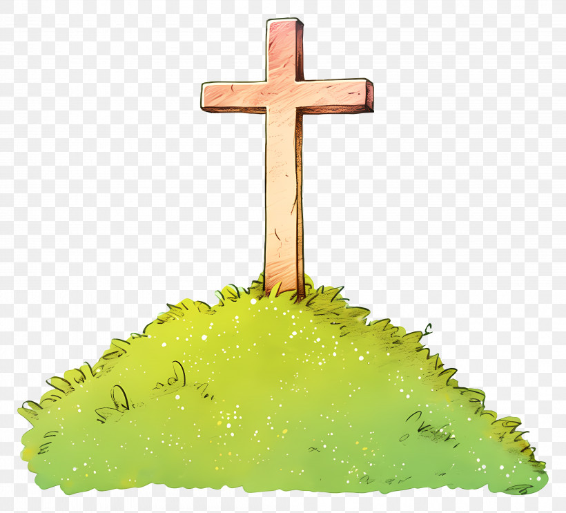 Easter Cross - Wooden Cross On A Peaceful Grass Mound, PNG, 4008x3636px ...