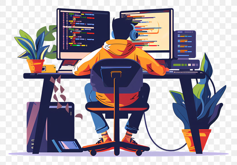 Programmer Coding - Programmer Focused On Coding At A Desk, PNG ... Programmer Coding - Programmer Focused On Coding At A Desk, PNG ...