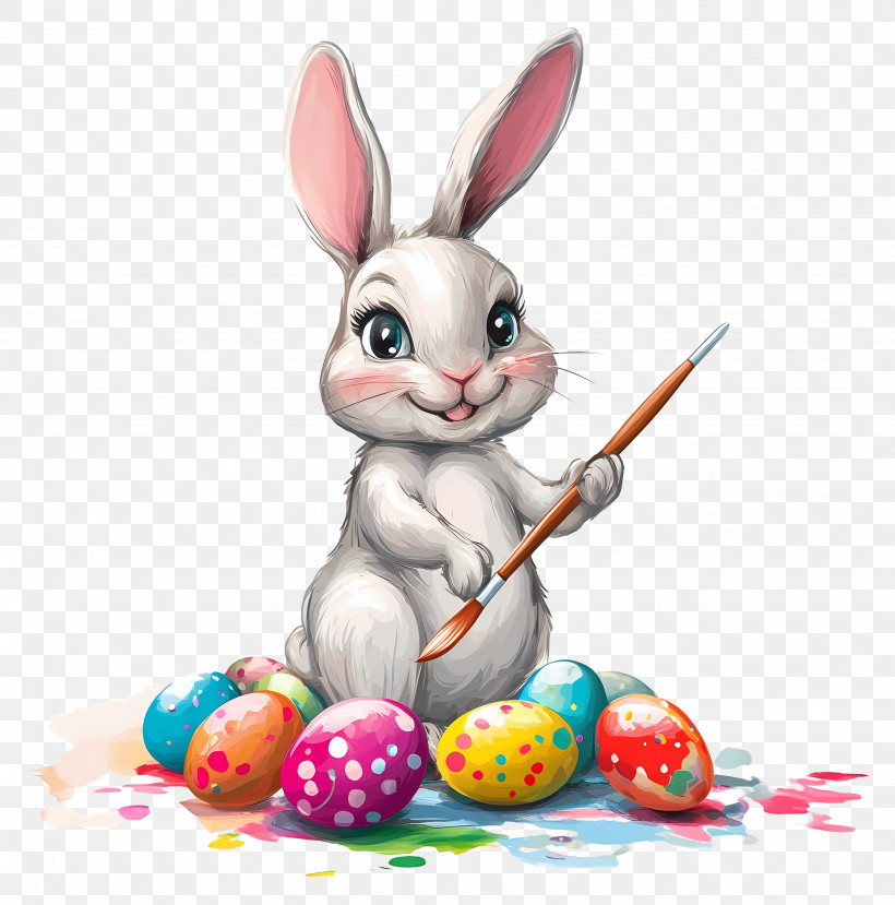 Easter Bunnys Workshop - Easter Bunny Painting Eggs, PNG, 4084x4132px ...