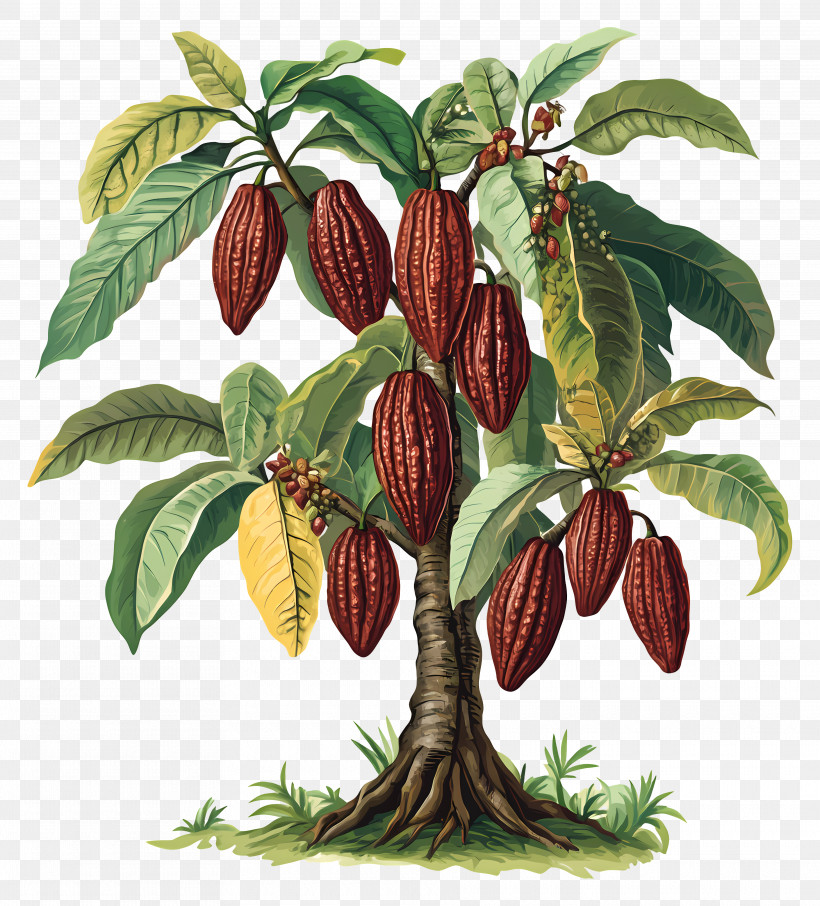 Cacao Trees - Cocoa Tree With Pods, PNG, 3740x4136px, Cacao Trees, Agriculture, Botany ...