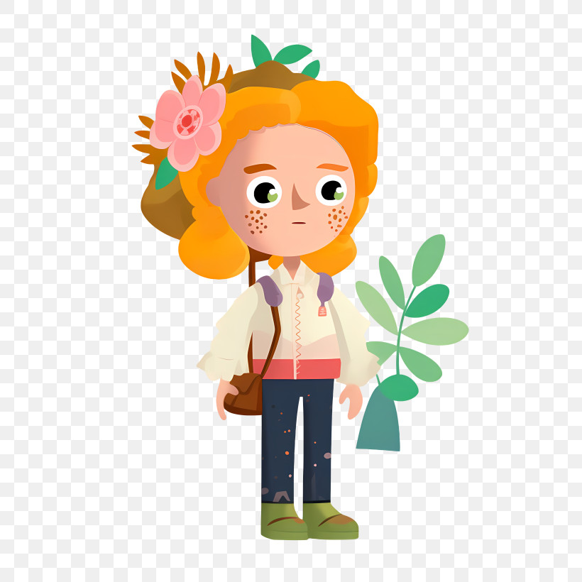 Toca Life World Character - Cartoon Girl With Flowers And Plant, PNG ...