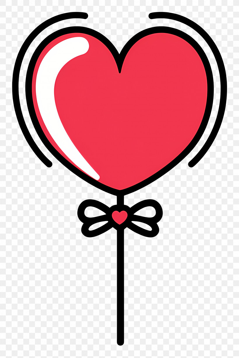 Love Balloon - Red Heart On Decorative Stick For Valentine’s, PNG ...