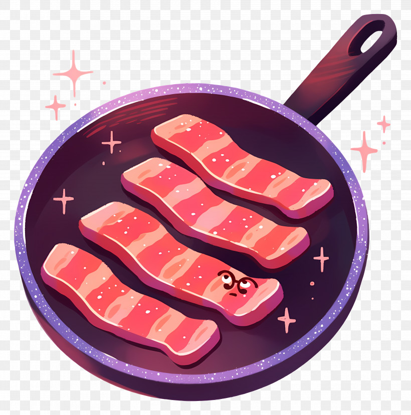 Bacon - Cartoon Bacon Slices Frying In A Pan, PNG, 3716x3760px, Bacon ...