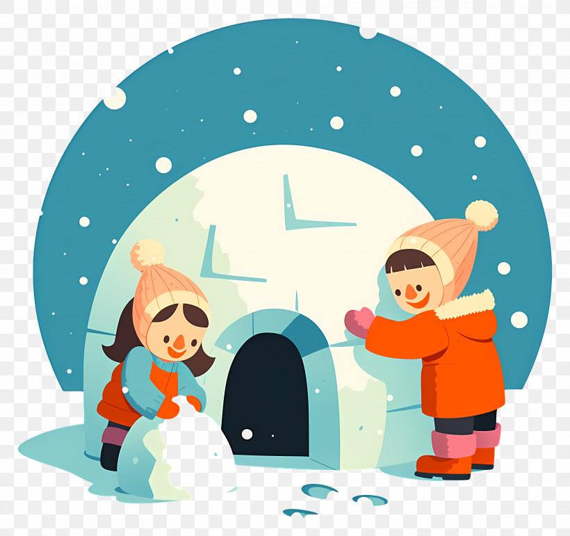 Children Building Igloo - Children Near An Igloo, PNG, 3932x3700px ...