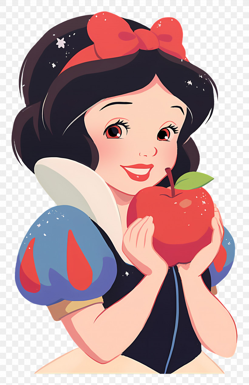 Princess Snow White - Snow White Cartoon Holding A Red Apple, PNG ...