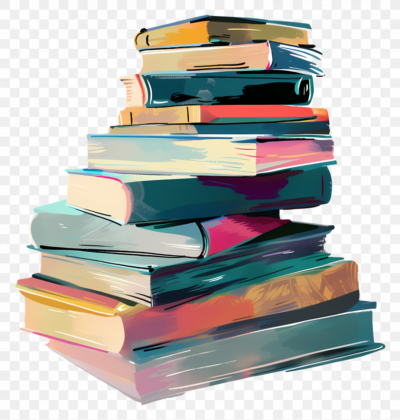 Book Pile - Stack Of Colorful Books, PNG, 3360x3532px, Book Pile ...