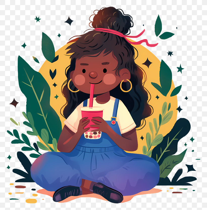 Girl Drinking Bubble Tea - Girl Enjoying Bubble Tea, PNG, 3908x3952px ...