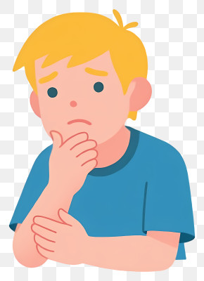 Sad Person Thinking - Boy In Thoughtful Pose PNG