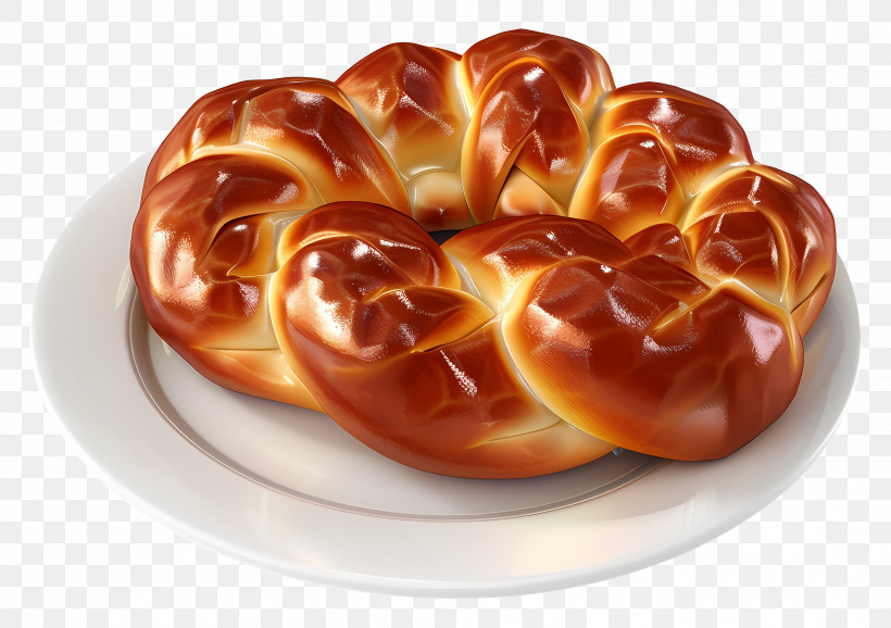 Challah Bread - Braided Bread On Plate, PNG, 3844x2712px, Challah Bread ...
