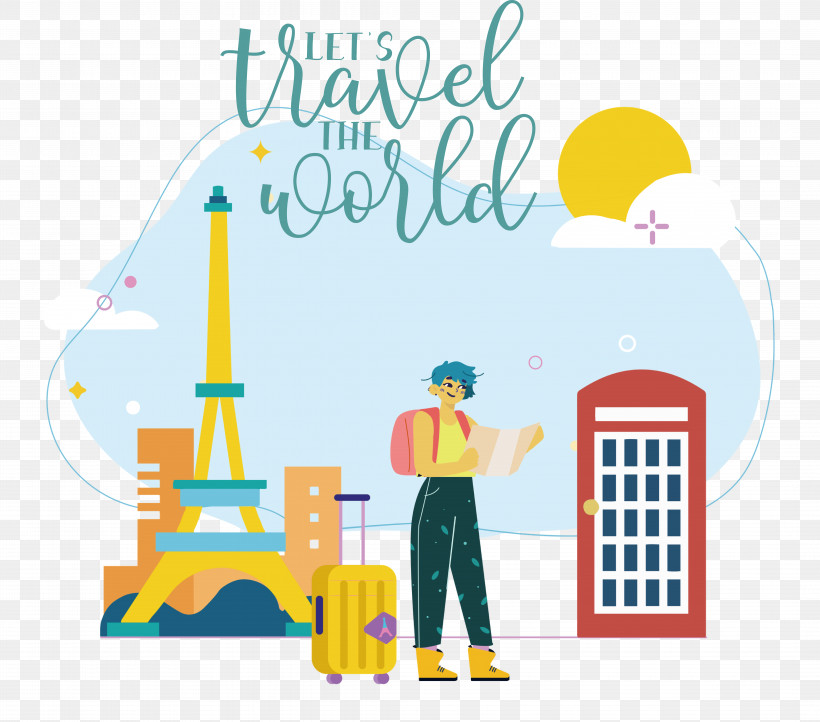 World Tourism Day, PNG, 8503x7489px, Eiffel Tower, Cartoon, Drawing ...
