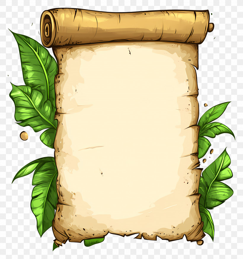 Ancient Scroll - Scroll With Green Leaves, PNG, 3920x4180px, Ancient ...