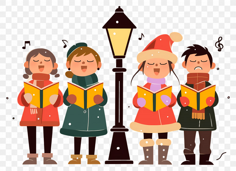 Go Caroling Day - Singing Carolers By Streetlight, PNG, 4700x3412px, Go ...