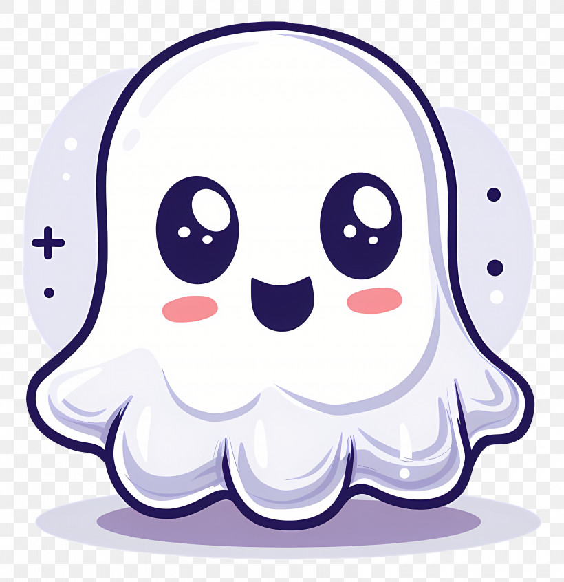 Kawaii Ghost - Cute Smiling Cartoon Ghost Illustration, PNG ...
