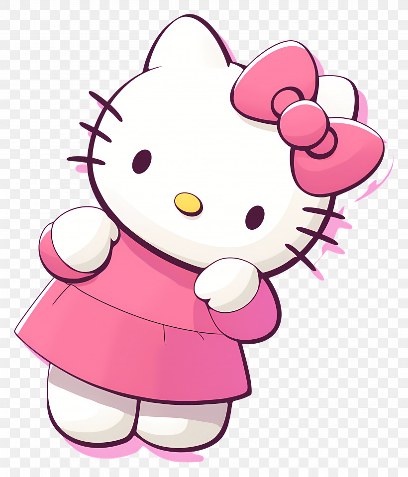 Hello Kitty Pink - Hello Kitty In A Pink Dress Cartoon Illustration ...