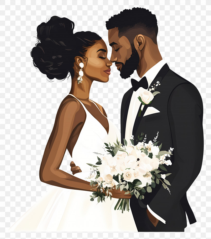 Black Couple Wedding - Bride And Groom In A Romantic Wedding Portrait ...