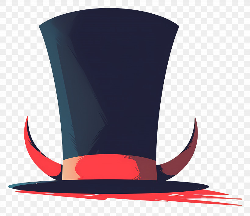 Top Hat With Devil Horns - Classic Top Hat With Red Band, PNG ...