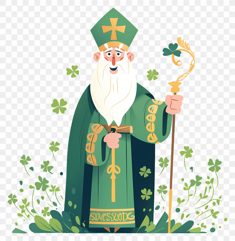 Saint Patrick’s Day - Saint Patrick With Clover And Staff, PNG ...