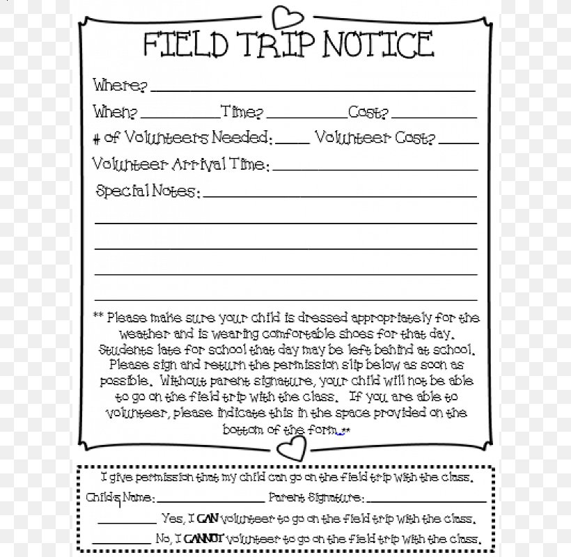 Zoo Field Trip Permission Slip Template Printable Word Searches