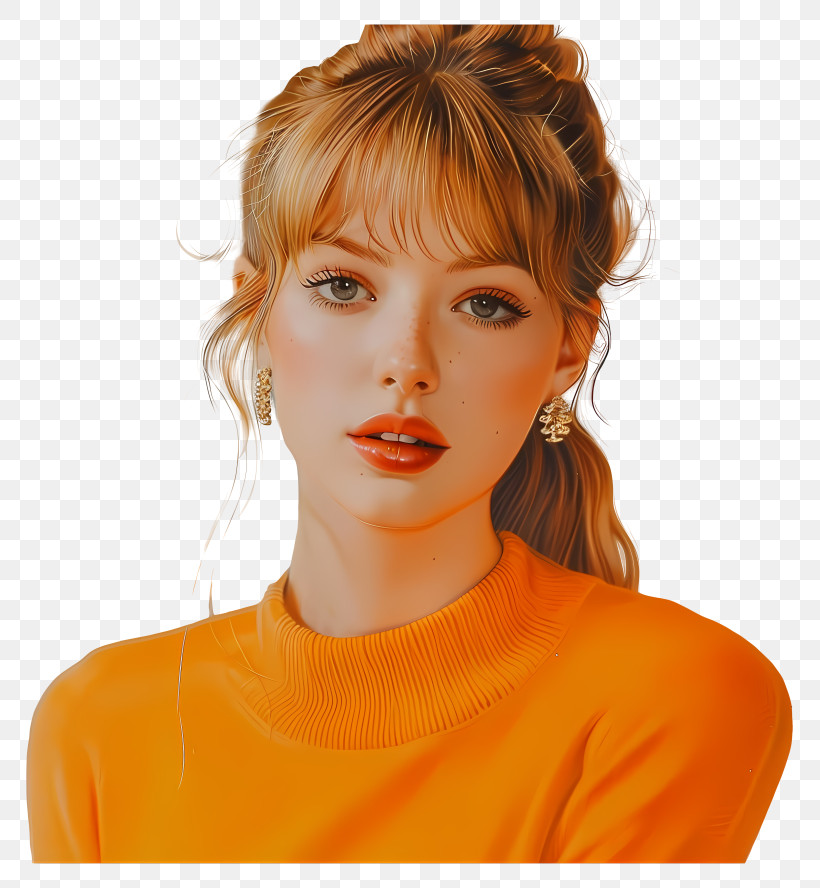 Taylor Swift - Woman In Orange Sweater, PNG, 4000x4336px, Taylor Swift ...
