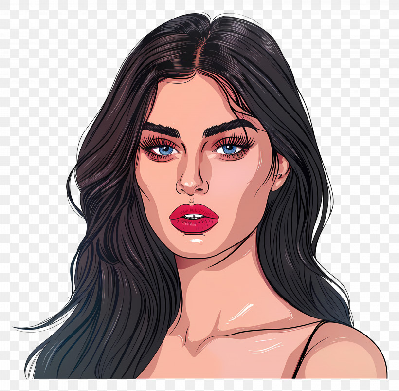 Kylie Jenner - Stylish Female Portrait In Illustration, PNG ...