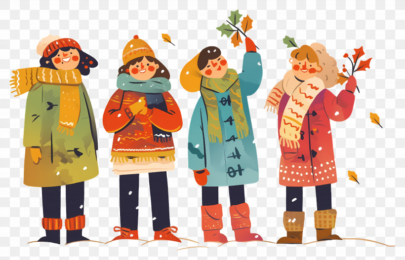 Autumn Children - Group Of Children In Colorful Winter Clothes Outdoors ...
