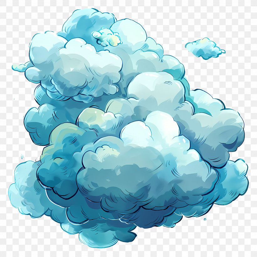 Cartoon Cloud - Blue Fluffy Clouds Illustration, PNG, 3948x3944px ...