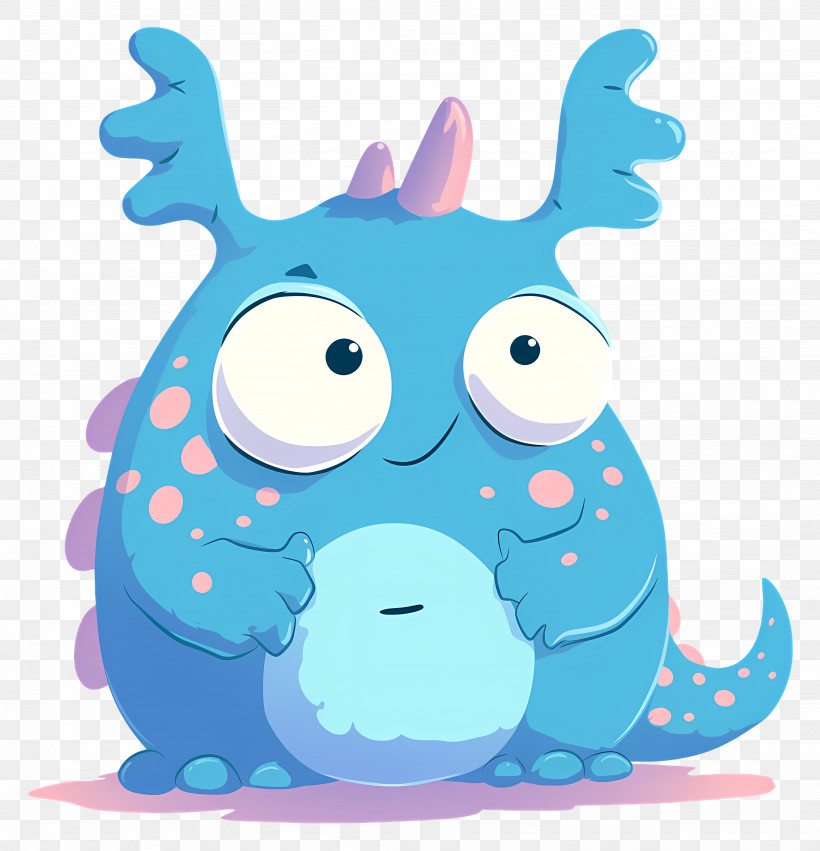 Cute Blue Monster - Cute Blue Monster Cartoon, PNG, 3692x3836px, Cute ...