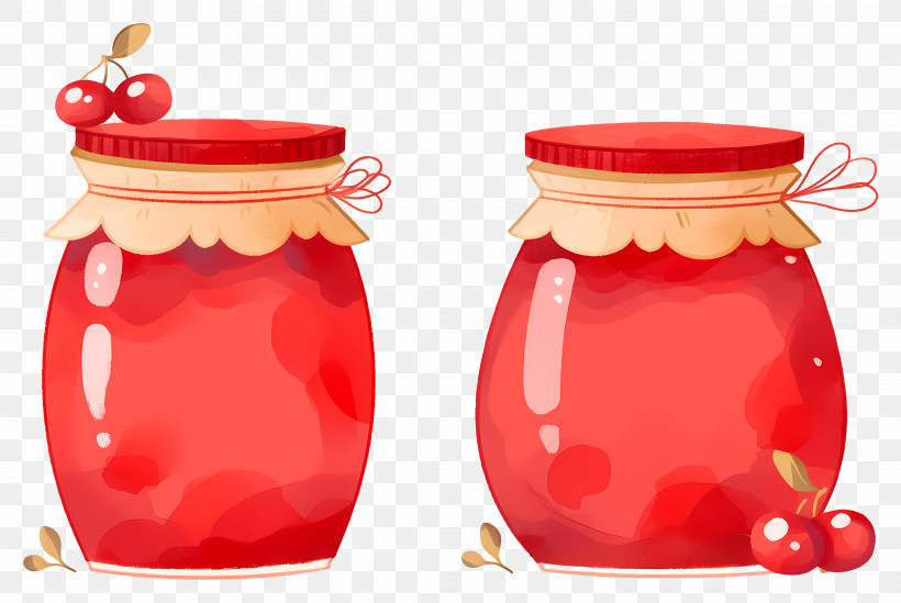 Jam Jar - Red Jars With Fruit Decorations, PNG, 4840x3244px, Jam Jar ...