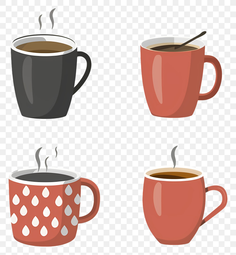 Cartoon - Various Cups Of Steaming Coffee, PNG, 3480x3772px, Cartoon ...