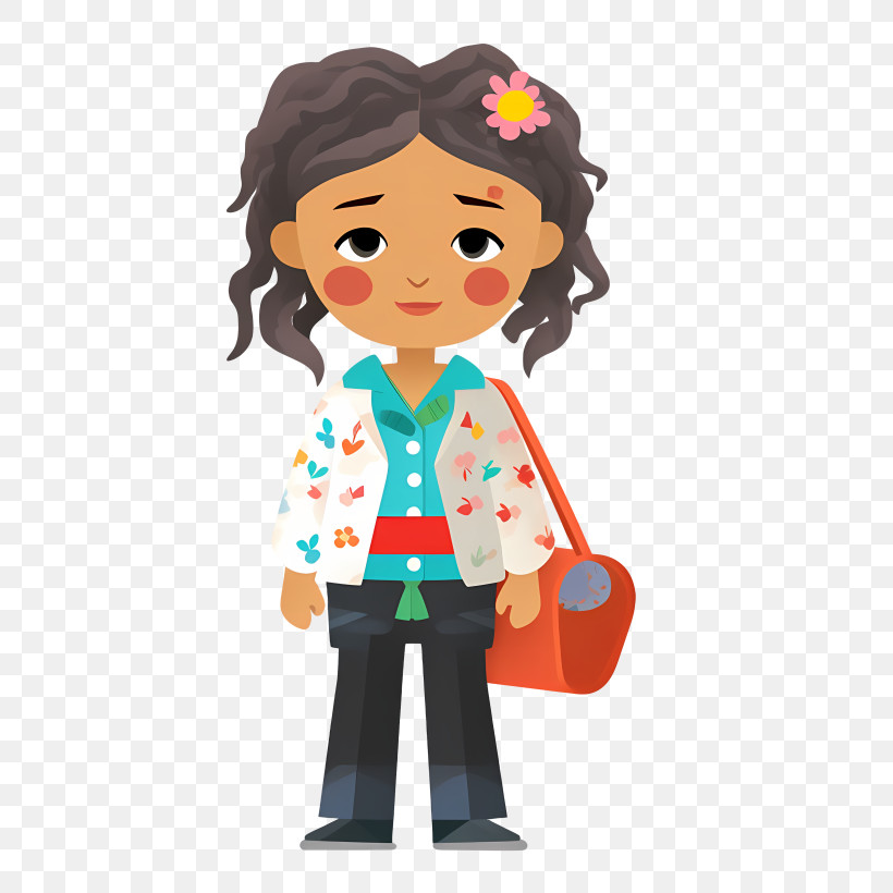 Toca Life World Character - Cute Cartoon Girl With Flower And Bag, PNG ...
