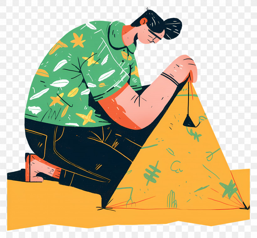 Man Folding Something - Man With Pyramid Illustration, PNG, 4336x4020px ...