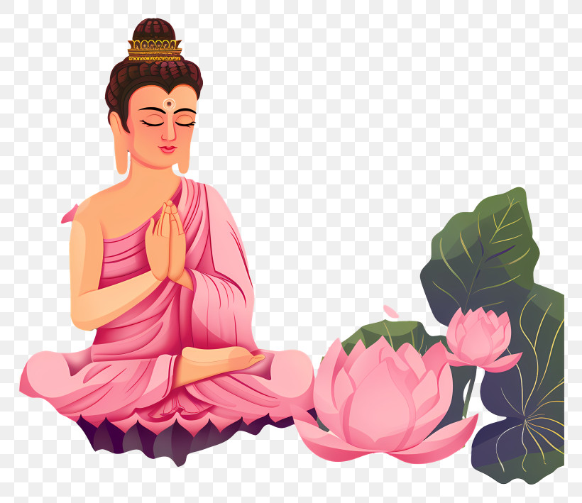 Mahavir Jayanti - Meditating Buddha With Lotus Flowers, PNG ...